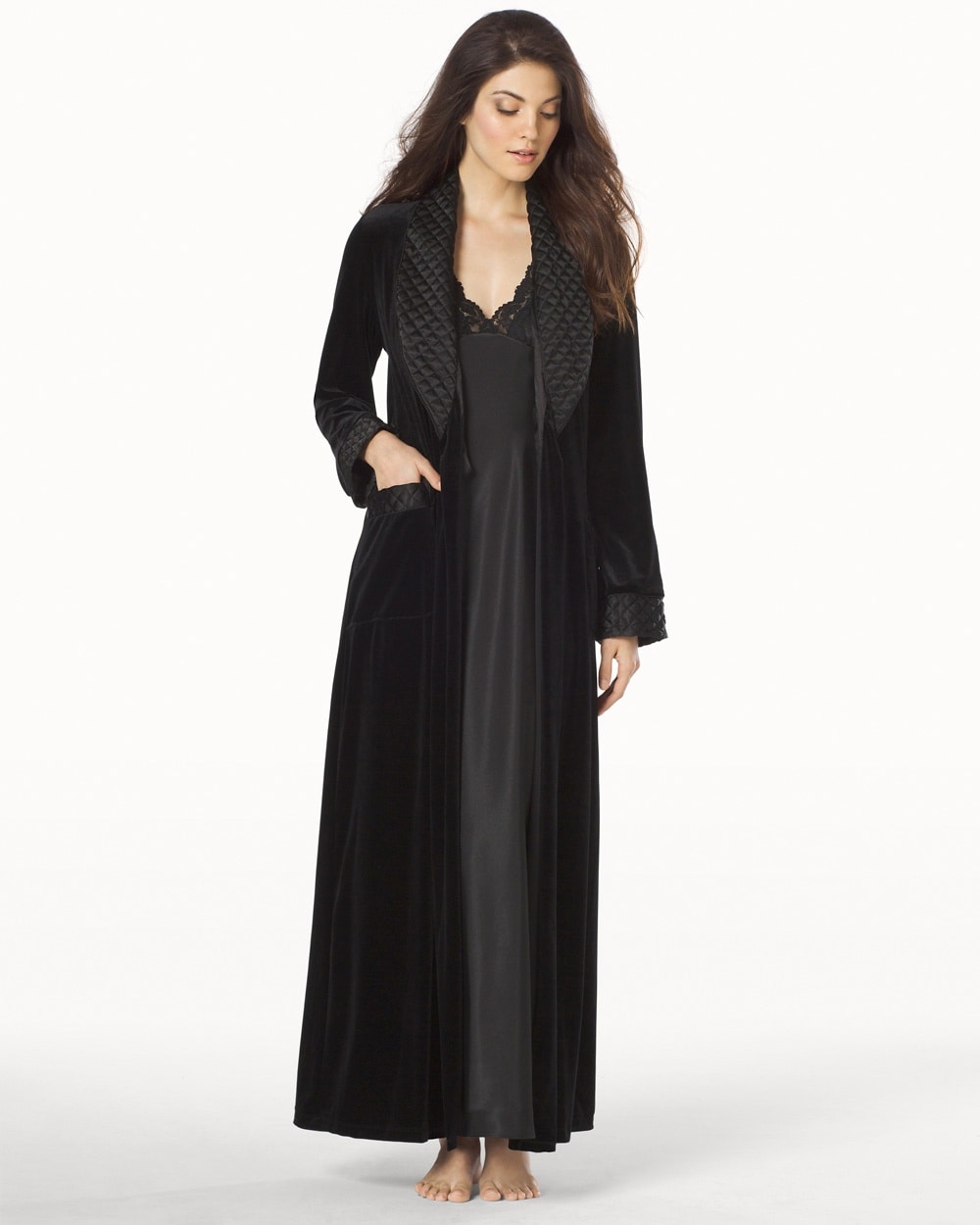 Taylor Long Satin Nightgown Black Soma