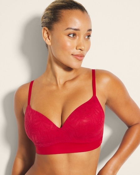 Enbliss Wireless Bra with Lace in Red Size 40D Soma Women s Bras