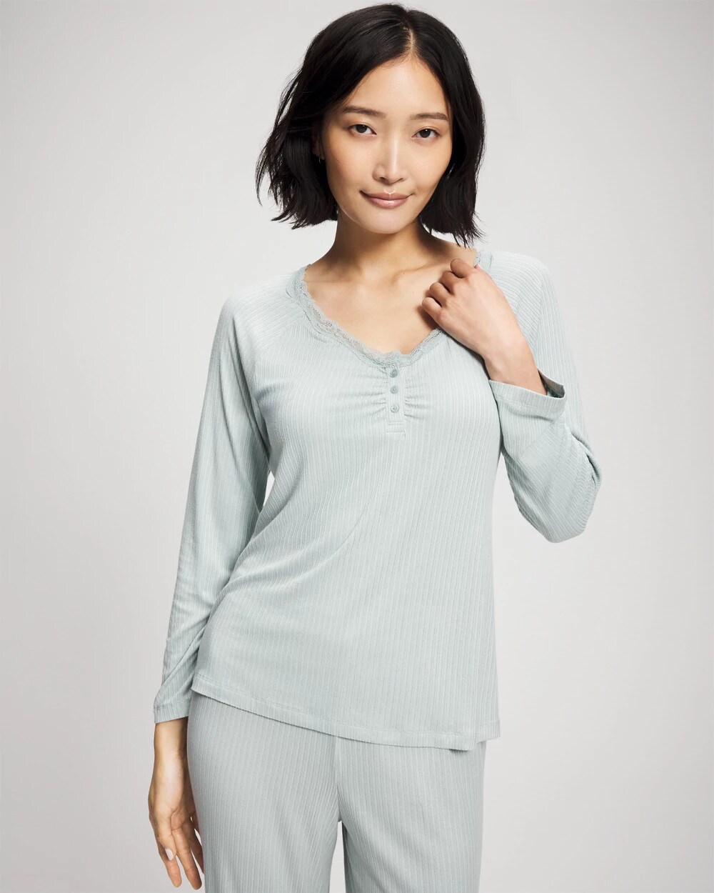 Pointelle Long Sleeve Pajama Top | Soma