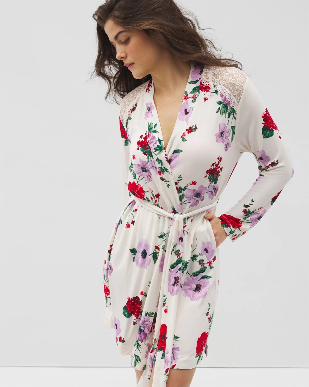 Short Robe With Lace | Soma